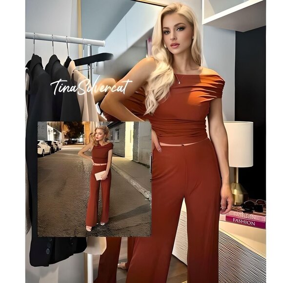 Zara | Pants & Jumpsuits | Bloggers Fave Zara 2 Piece Coord Pants And Top Set Terracotta Sz S ...